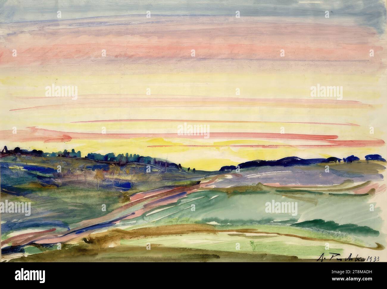 Landscape, Anton Peschka (Vienna 1885 - 1940 Vienna), 1933, drawing ...