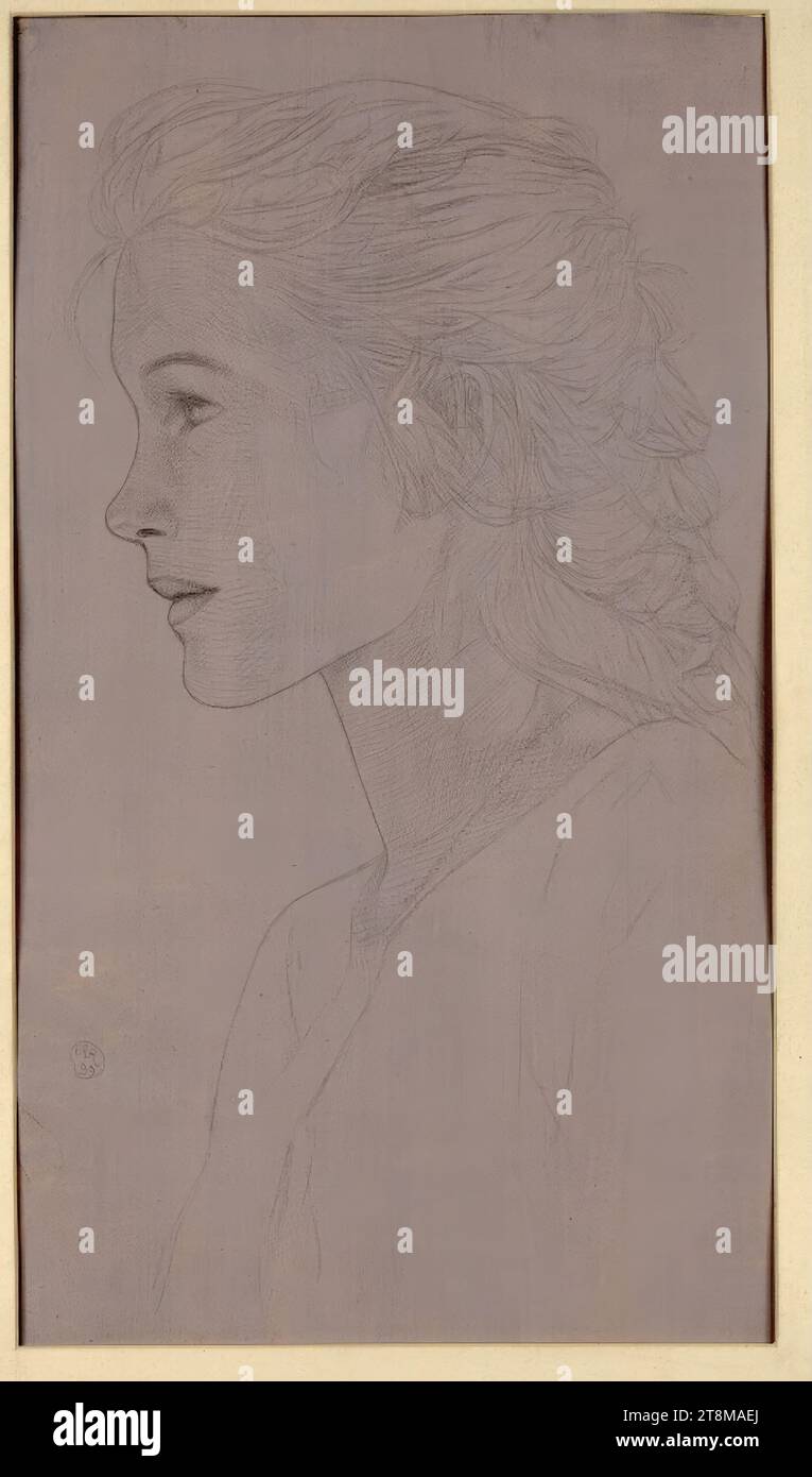 Girl's head in profile to the left, Carl Anton Reichel (Wels 1874 ...