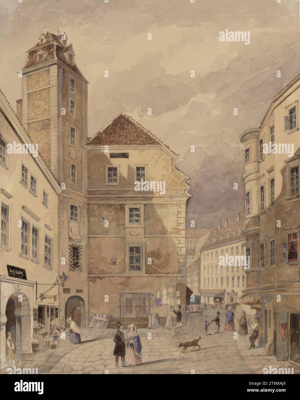 Kleiner Federlhof, Moritz Leybold (Vienna 1806 - 1857 Vienna), drawing ...