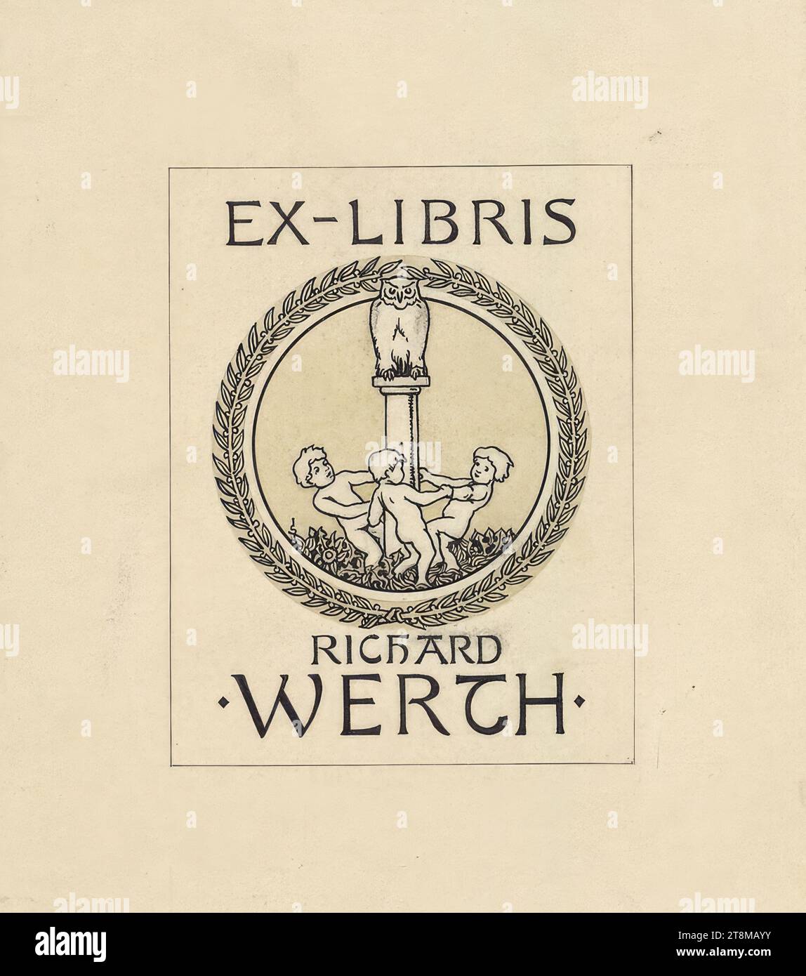 Draft for the bookplate by Richard Werth, Josef Sattler (Schrobenhausen ...