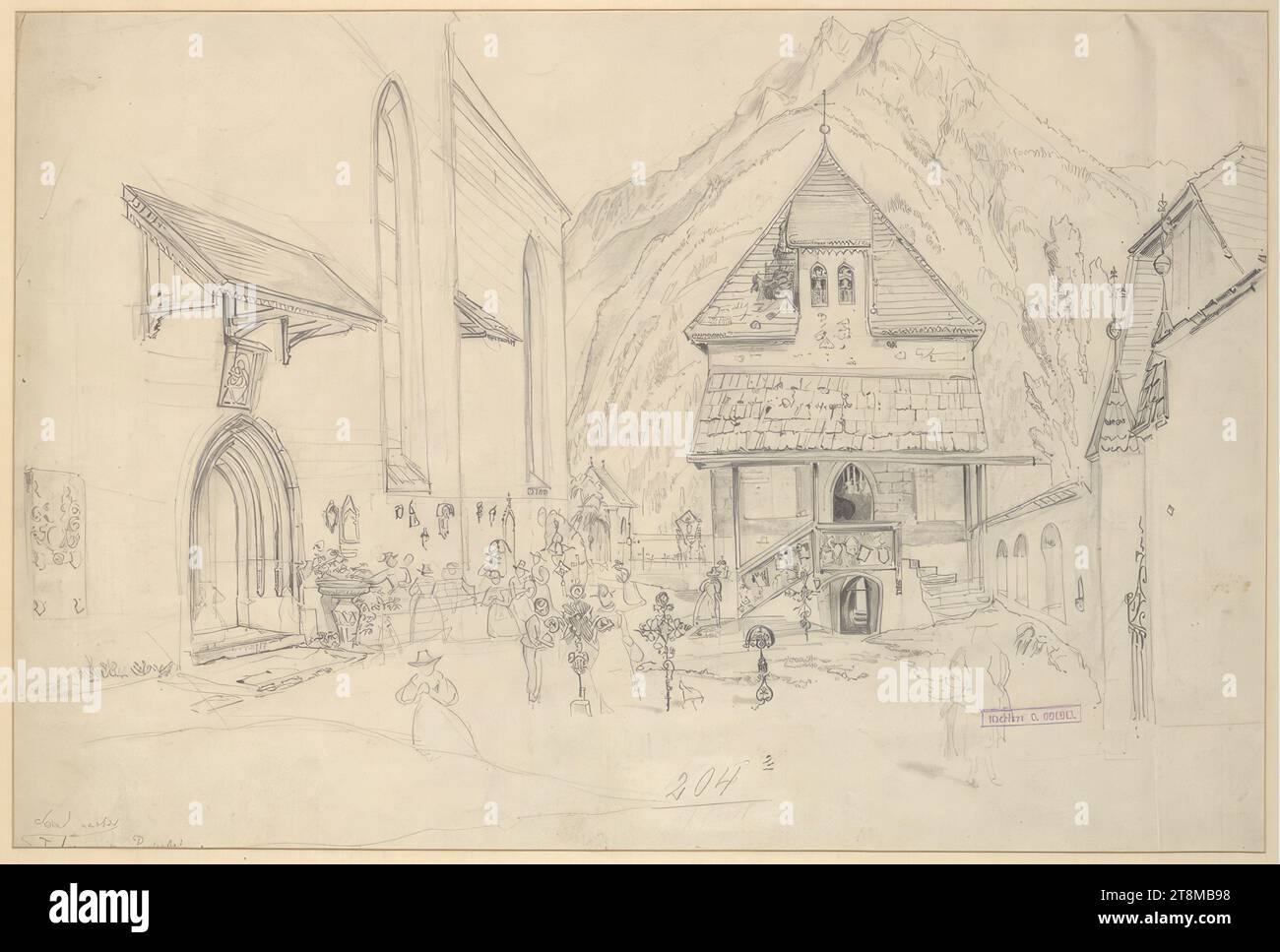 Cemetery with chapel in Pusterthal, Carl Goebel (Vienna 1824 - 1899 ...