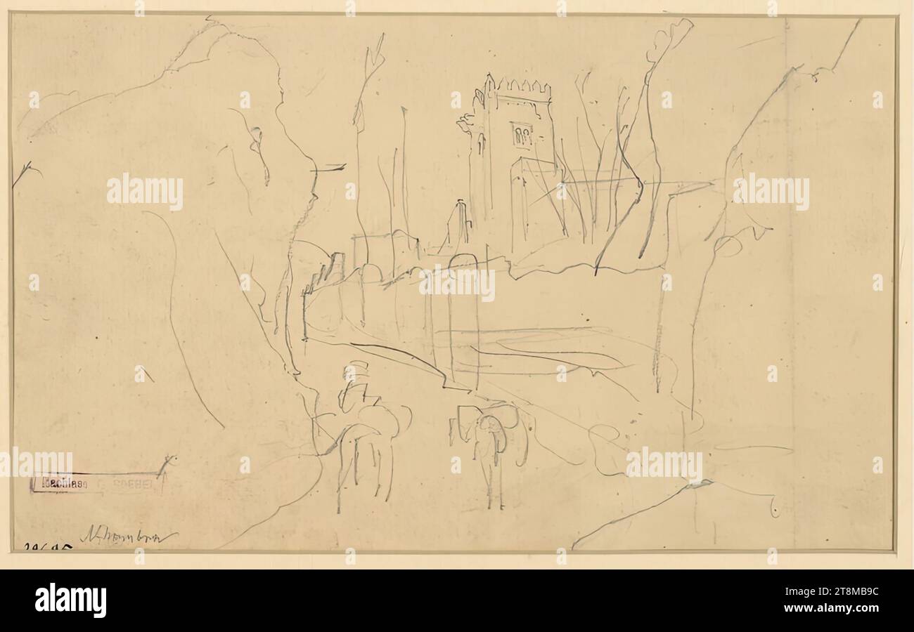 Alhambra, Carl Goebel (Vienna 1824 - 1899 Vienna), drawing, pencil ...