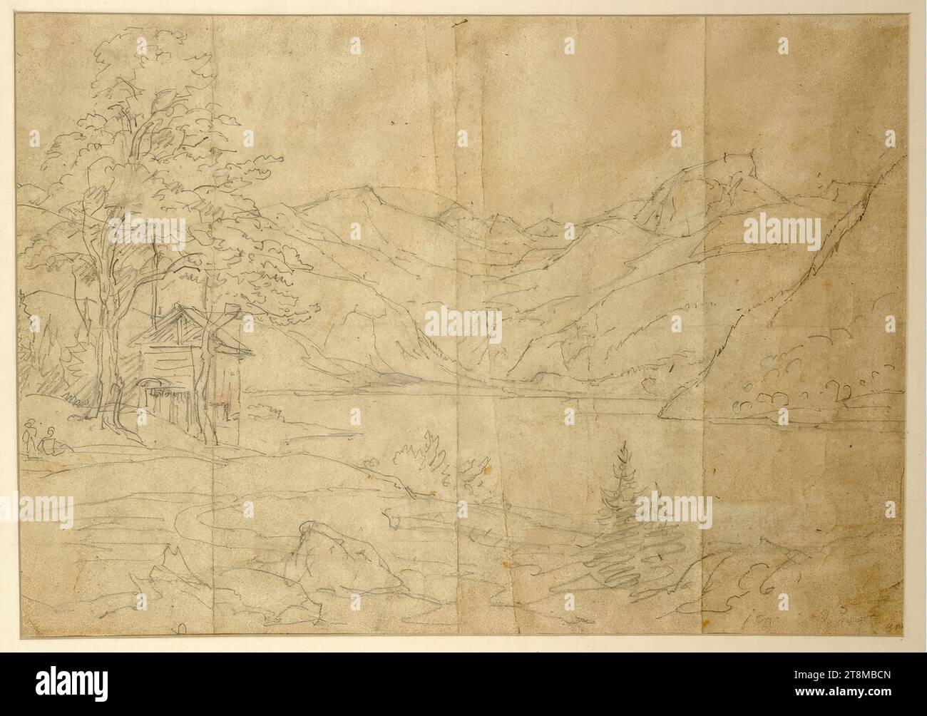 Mountain landscape with lake and hut, Franz Reinhold (Vienna 1816 ...