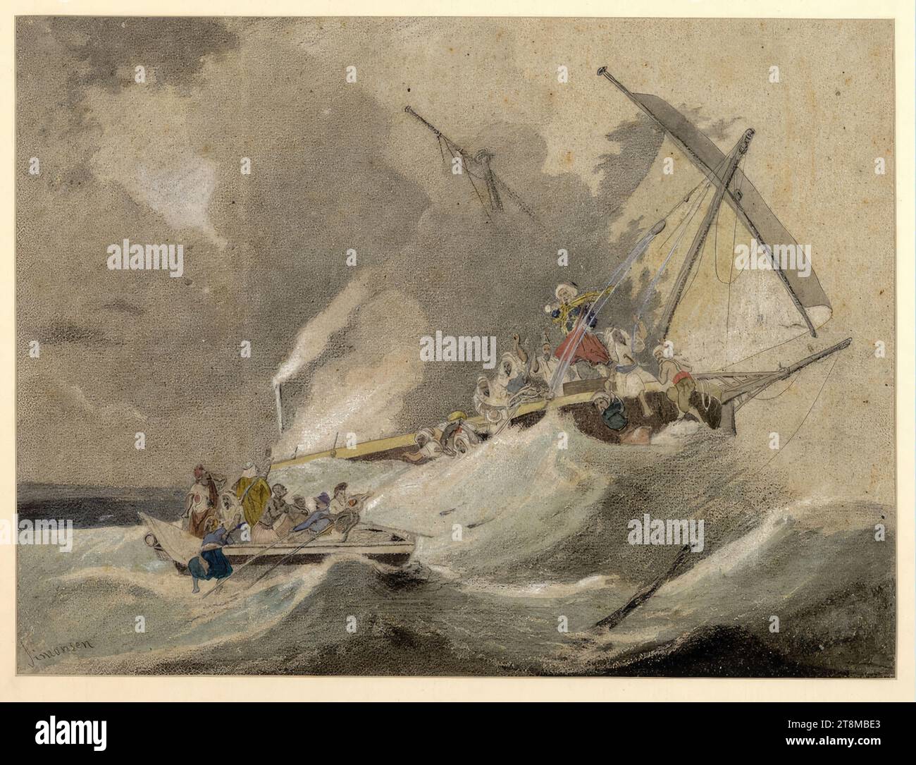 Oriental Steam-Propelled Sailing Ship in Distress, Niels Simonsen ...