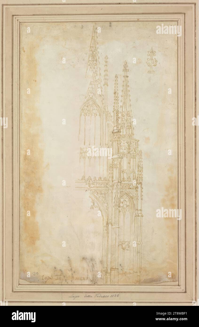 Right Half of a Gothic Archway; above it a mighty window with a gable ...