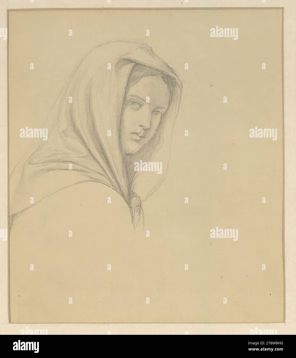 Head study of a woman with a cloth, Ludwig Heinrich Wittich (Berlin ...