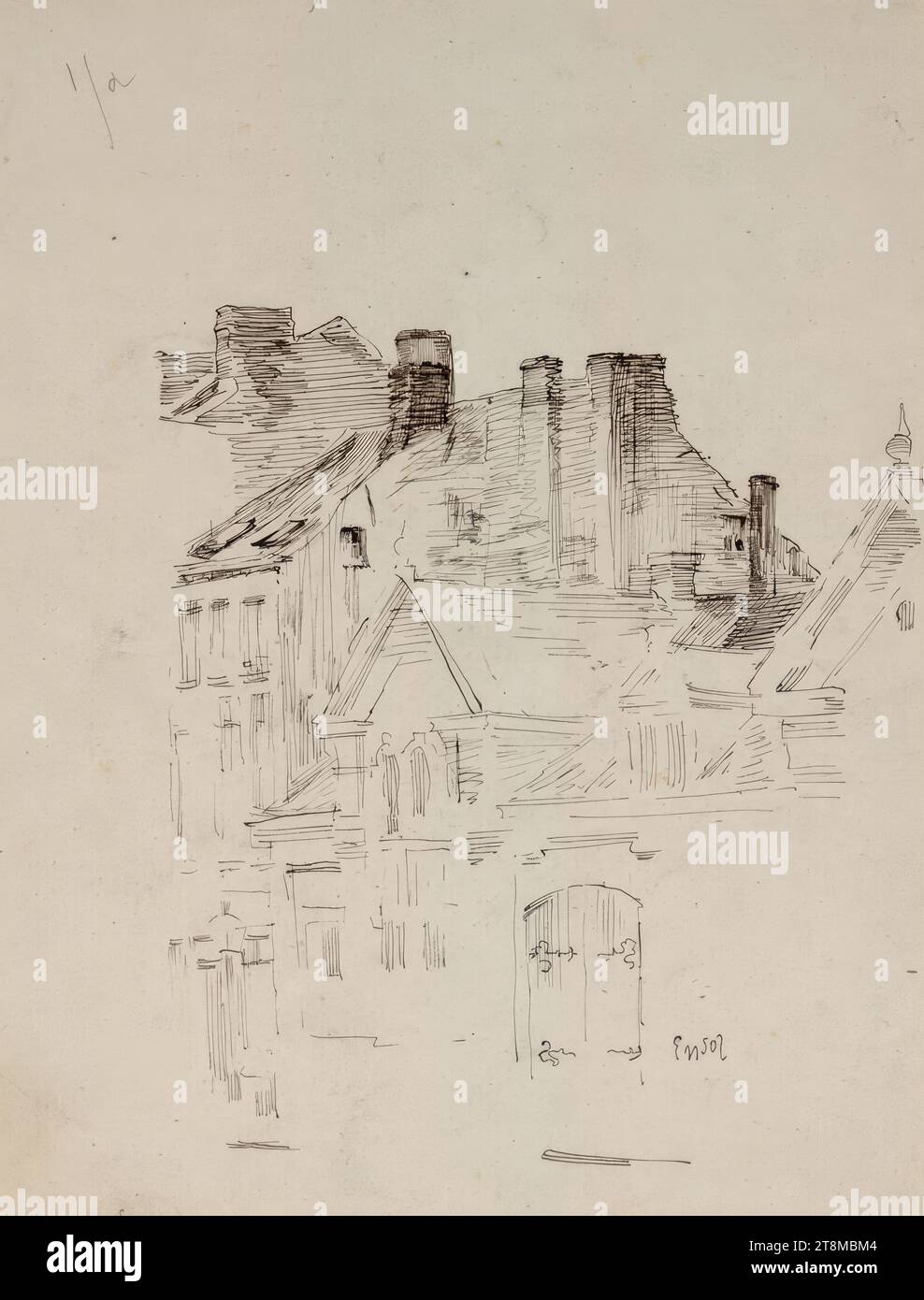 House front, James Ensor (Ostend 1860 - 1949 Ostend), drawing, passe ...