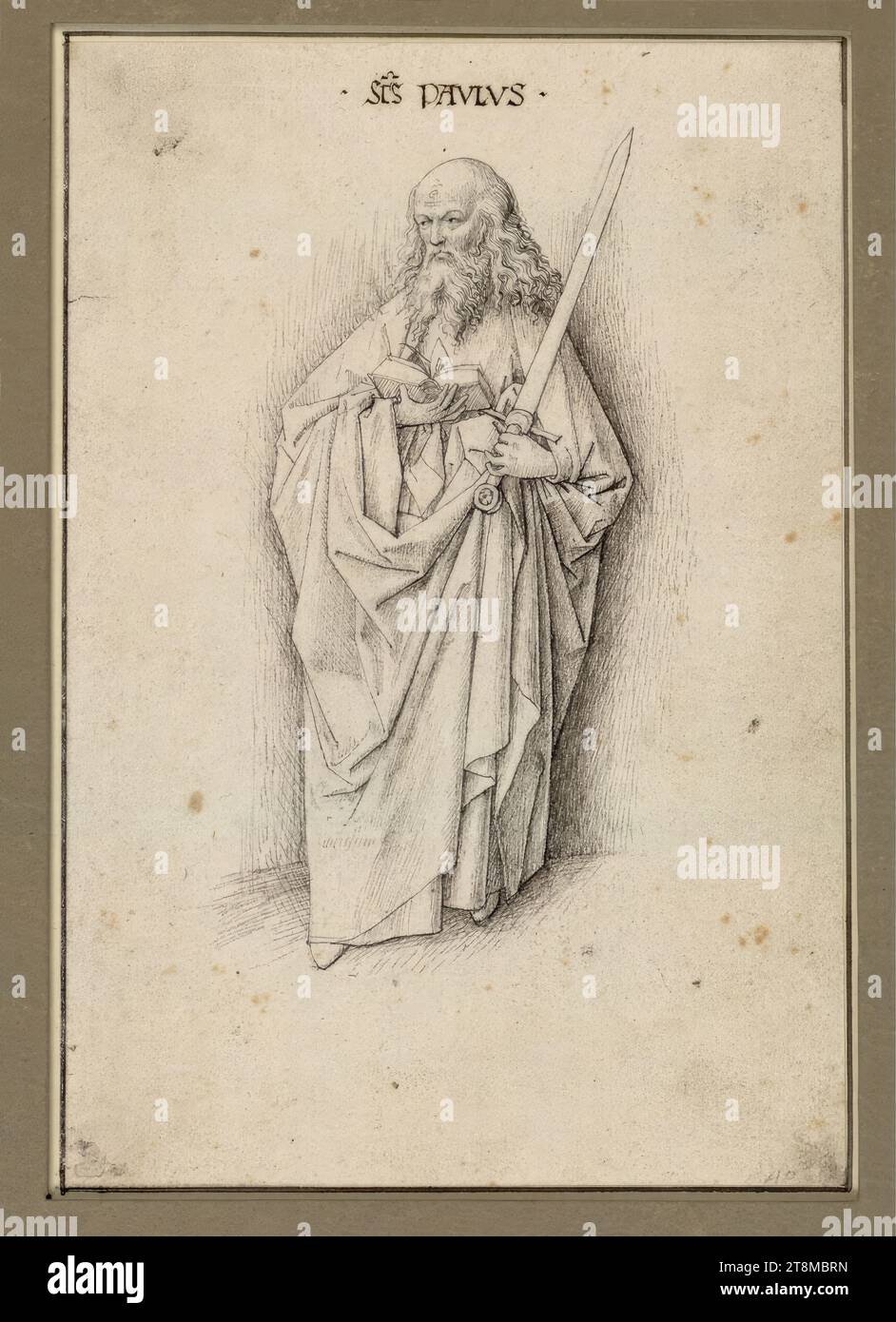 The Apostle Paul, around 1440, drawing, gray-brown pen over preliminary ...
