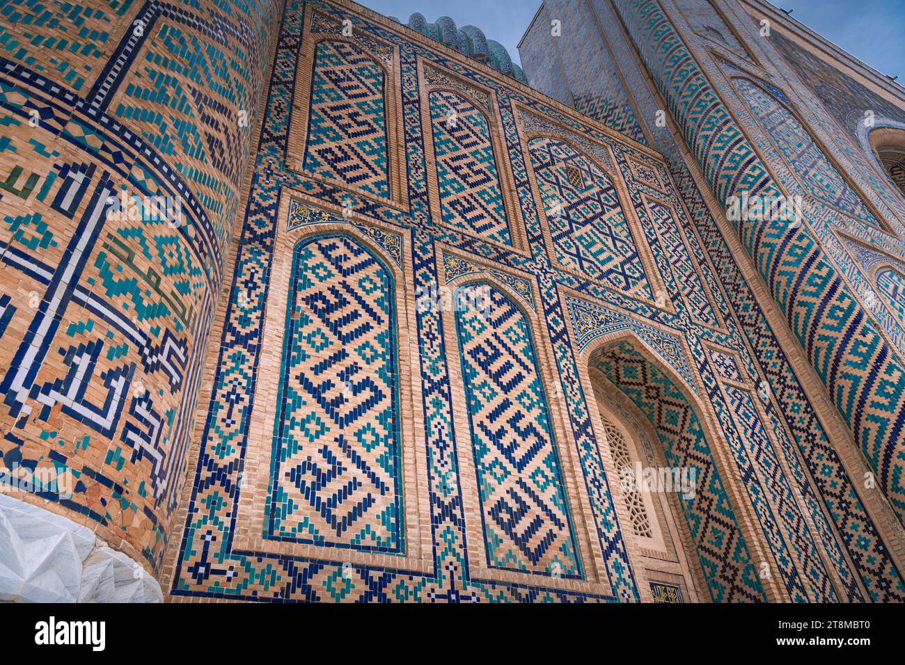 Samarkand Registan, Uzbekistan, Old light blue mosaics in Samarkand ...