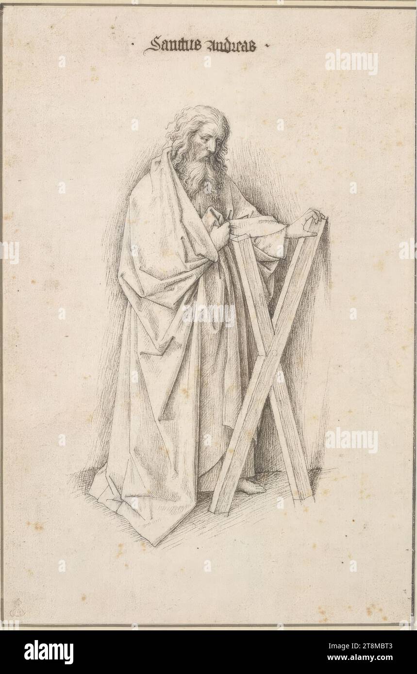 The Apostle Andreas, around 1440, drawing, gray-brown pen over ...