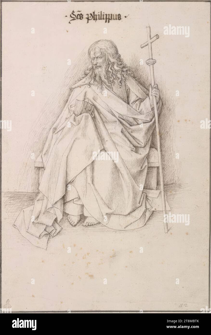 The Apostle Philip, around 1440, drawing, gray-brown pen over ...