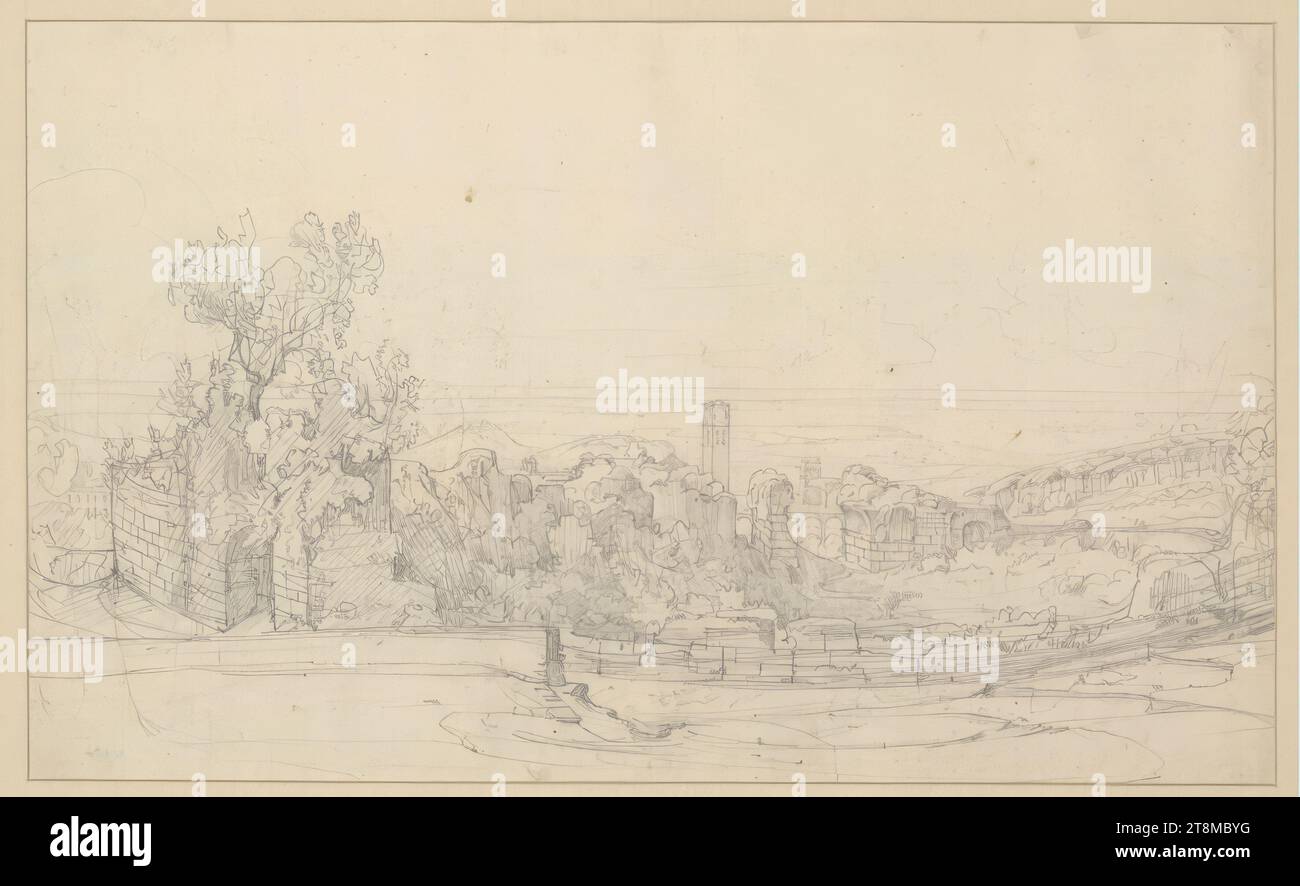 Landscape near Rome, Thomas Ender (Vienna 1793 - 1875 Vienna), drawing ...