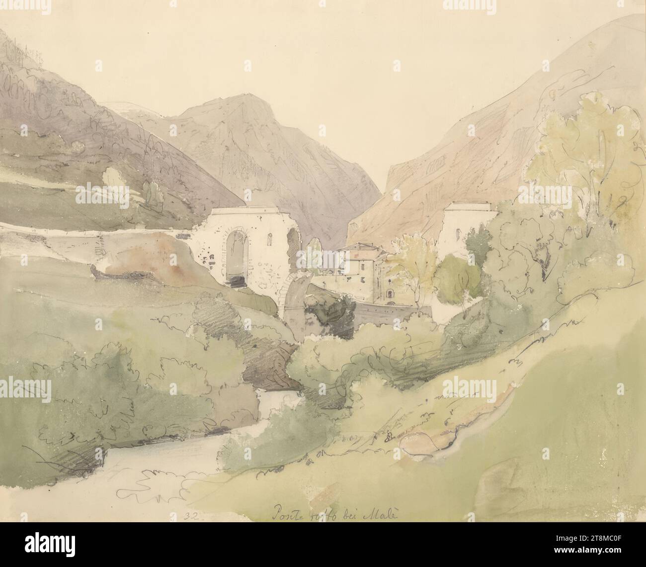 Ponte rotto near Malè, Thomas Ender (Vienna 1793 - 1875 Vienna ...