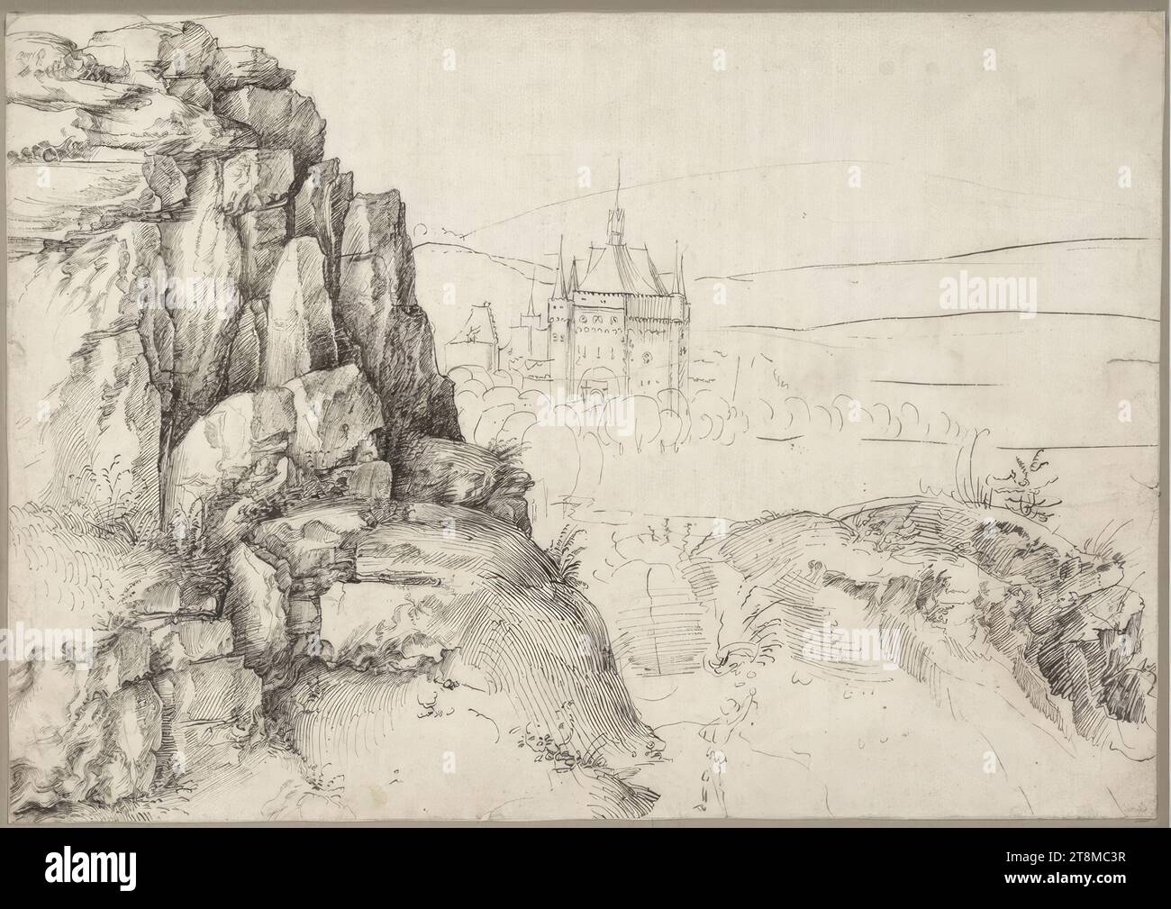 Rocky landscape with tower and wanderer, Albrecht Dürer (Nuremberg 1471 ...
