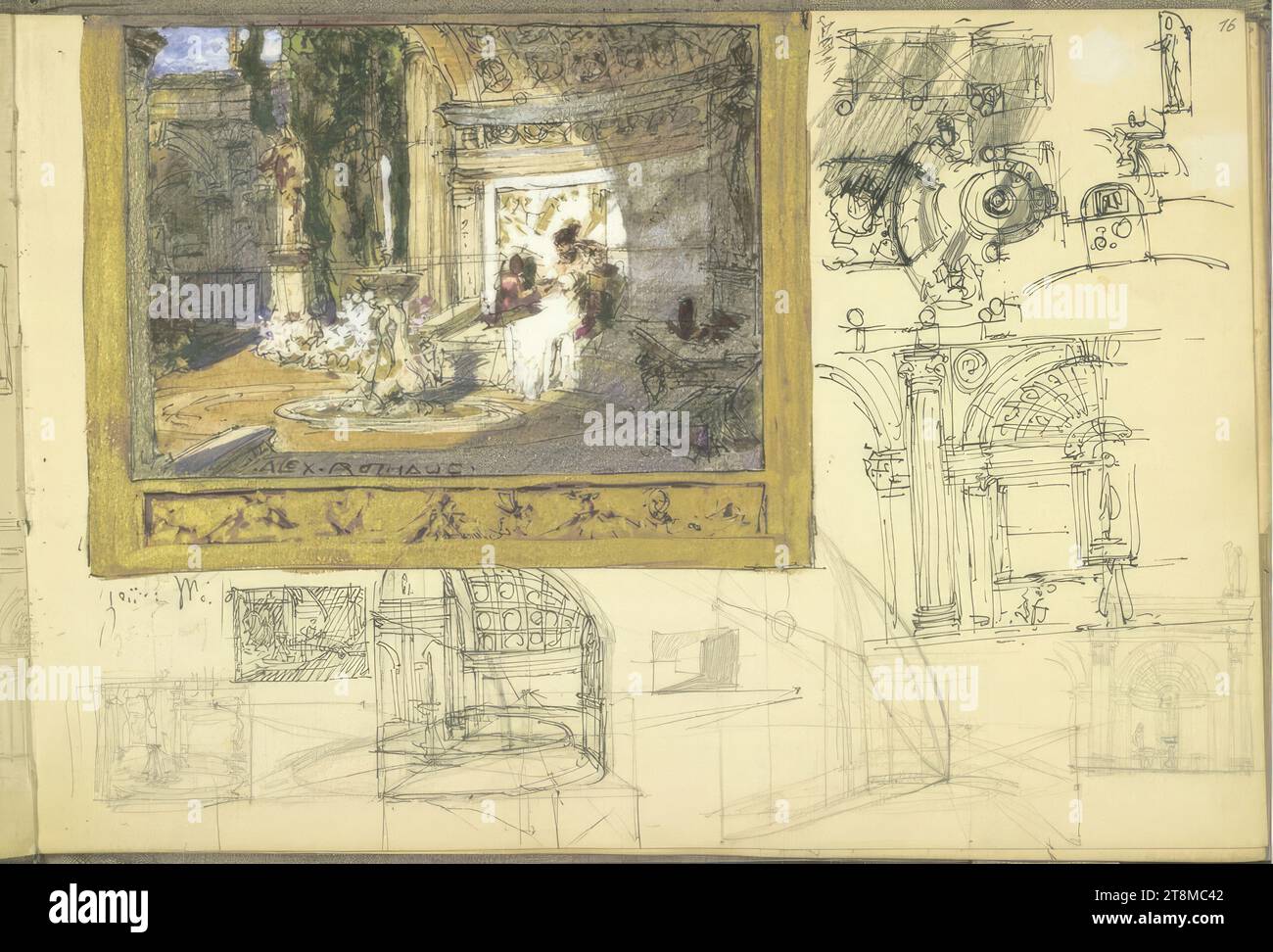 Large draft composition, architectural studies, Rothaug Alexander ...