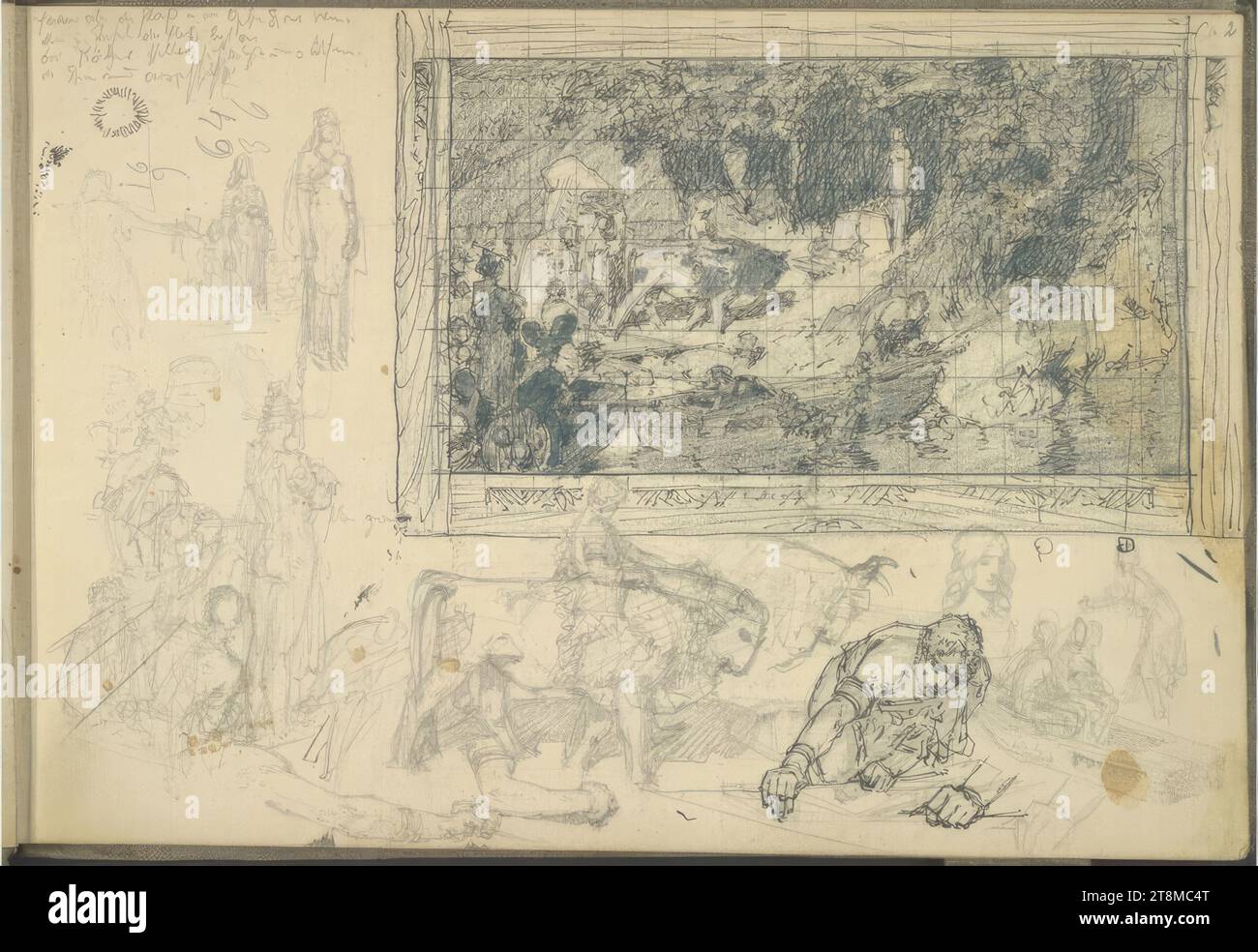 Large draft composition and sketches, sketchbook Rothaug Alexander; 32 ...