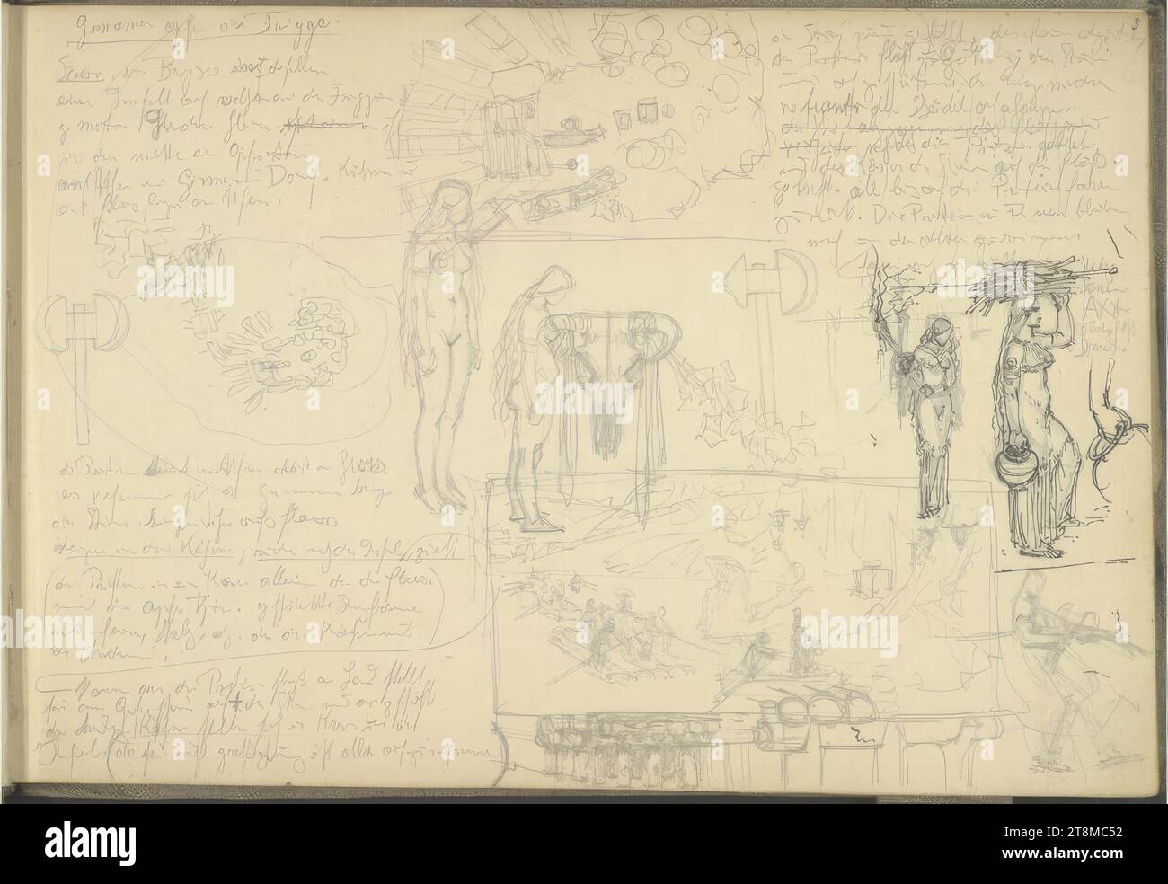 Several sketches and a draft composition; 'German Victims', Sketchbook ...