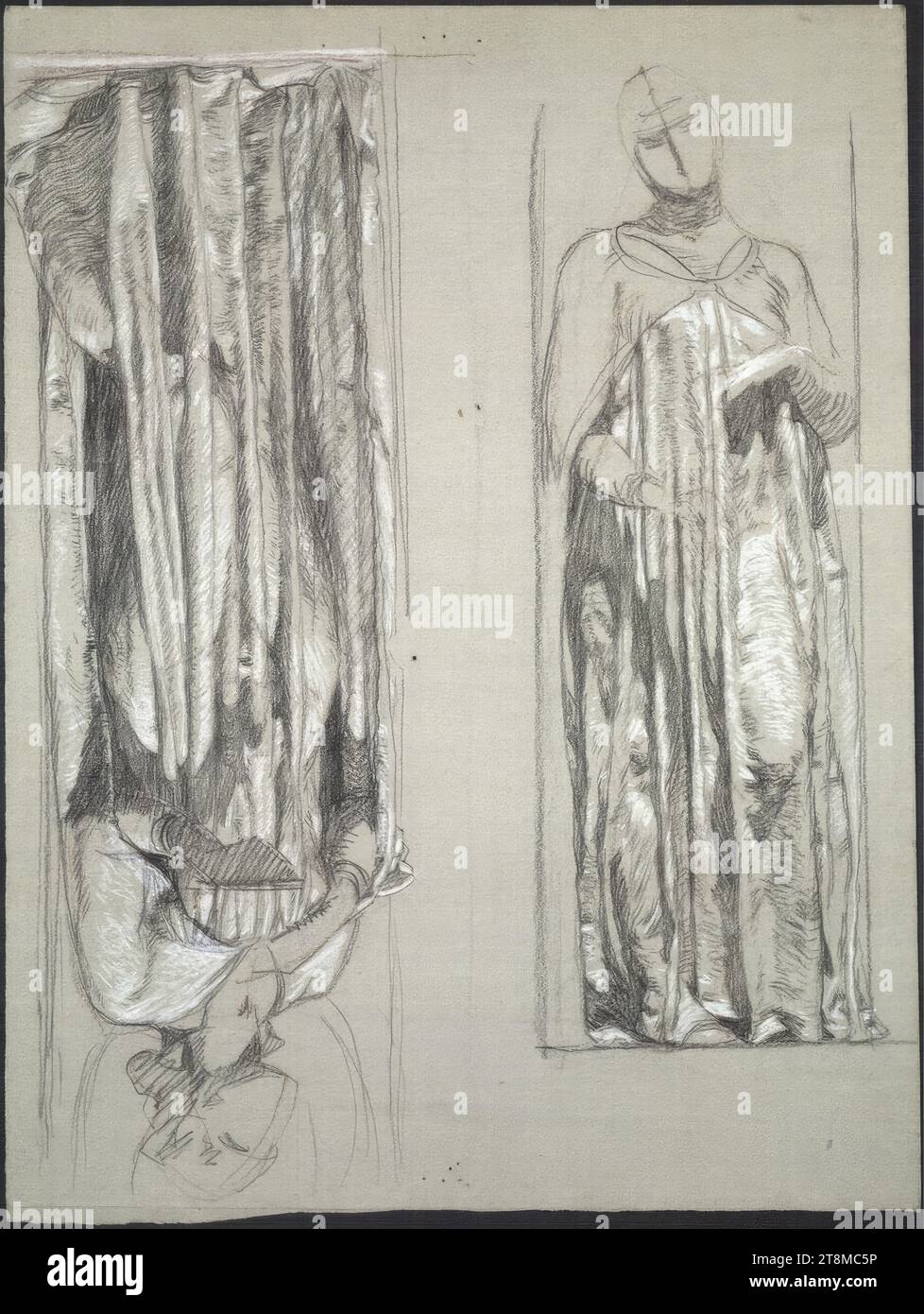 Two female robe studies, the left one turned upside down, sketch ...