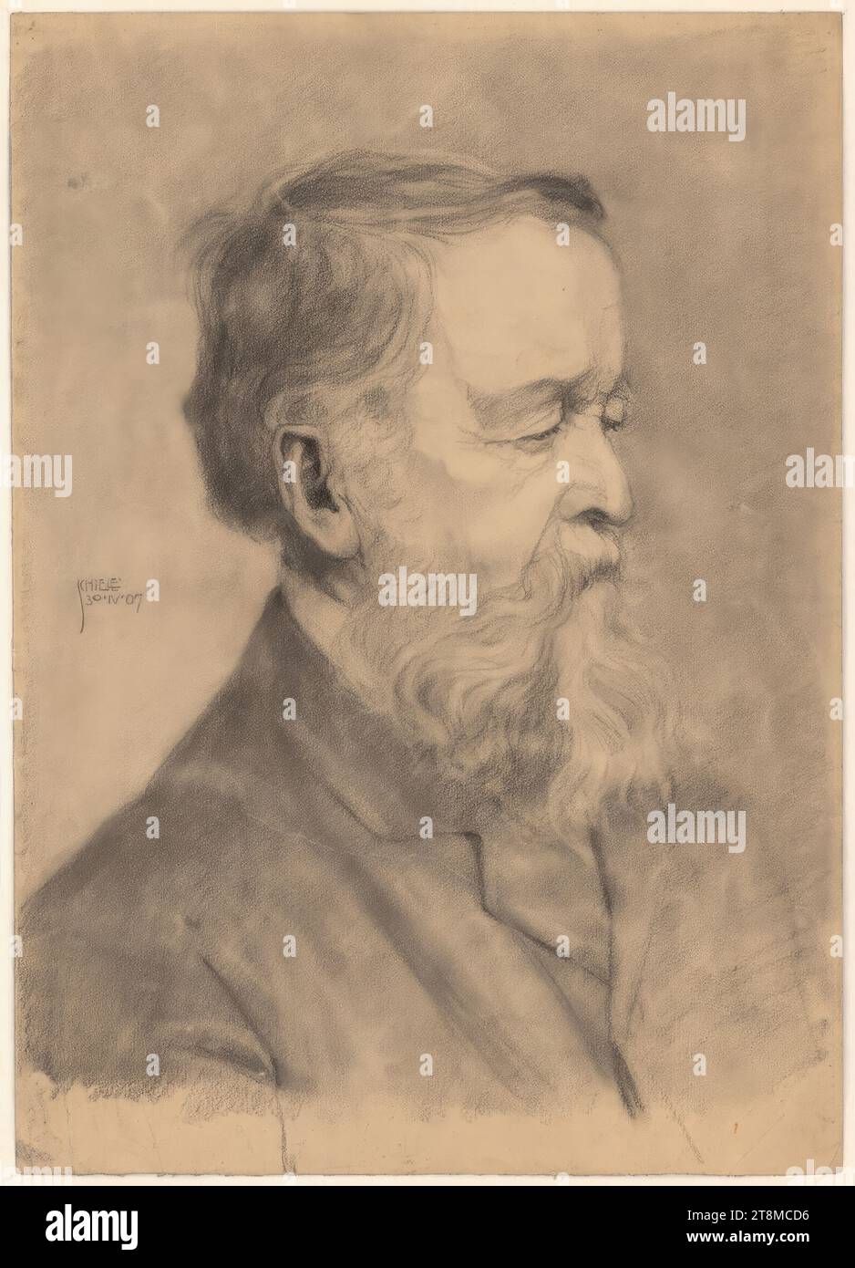 Half-length portrait of a bearded man, Egon Schiele (Tulln 1890 - 1918 ...