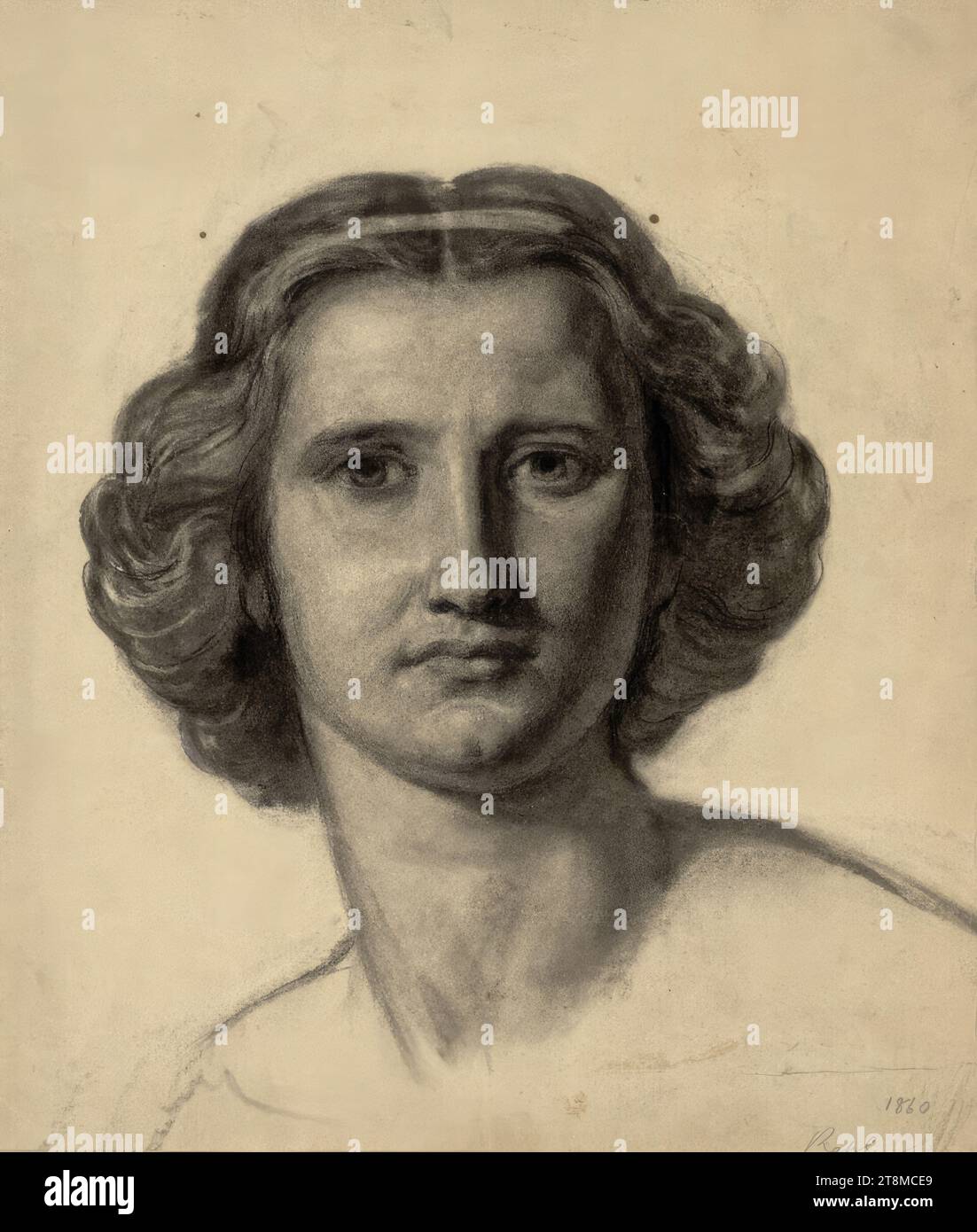 Girl's head from the front, Karl Rahl (the younger) (Vienna 1812 - 1865 ...