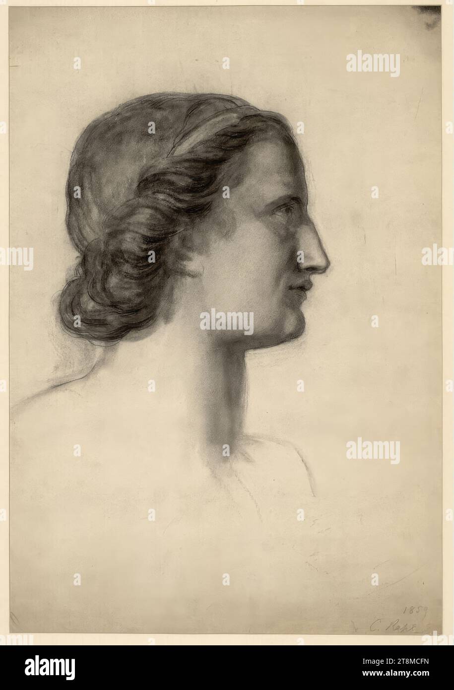 Girl's head in profile to the right, Karl Rahl (the younger) (Vienna ...