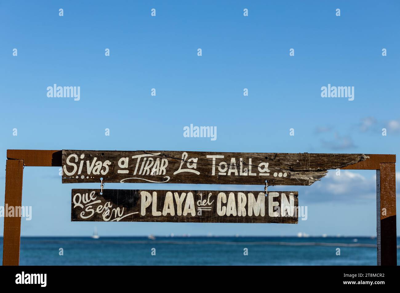 beach sign, Playa del Carmen, Mexico, Quintana Roo, summer 2023 Stock ...