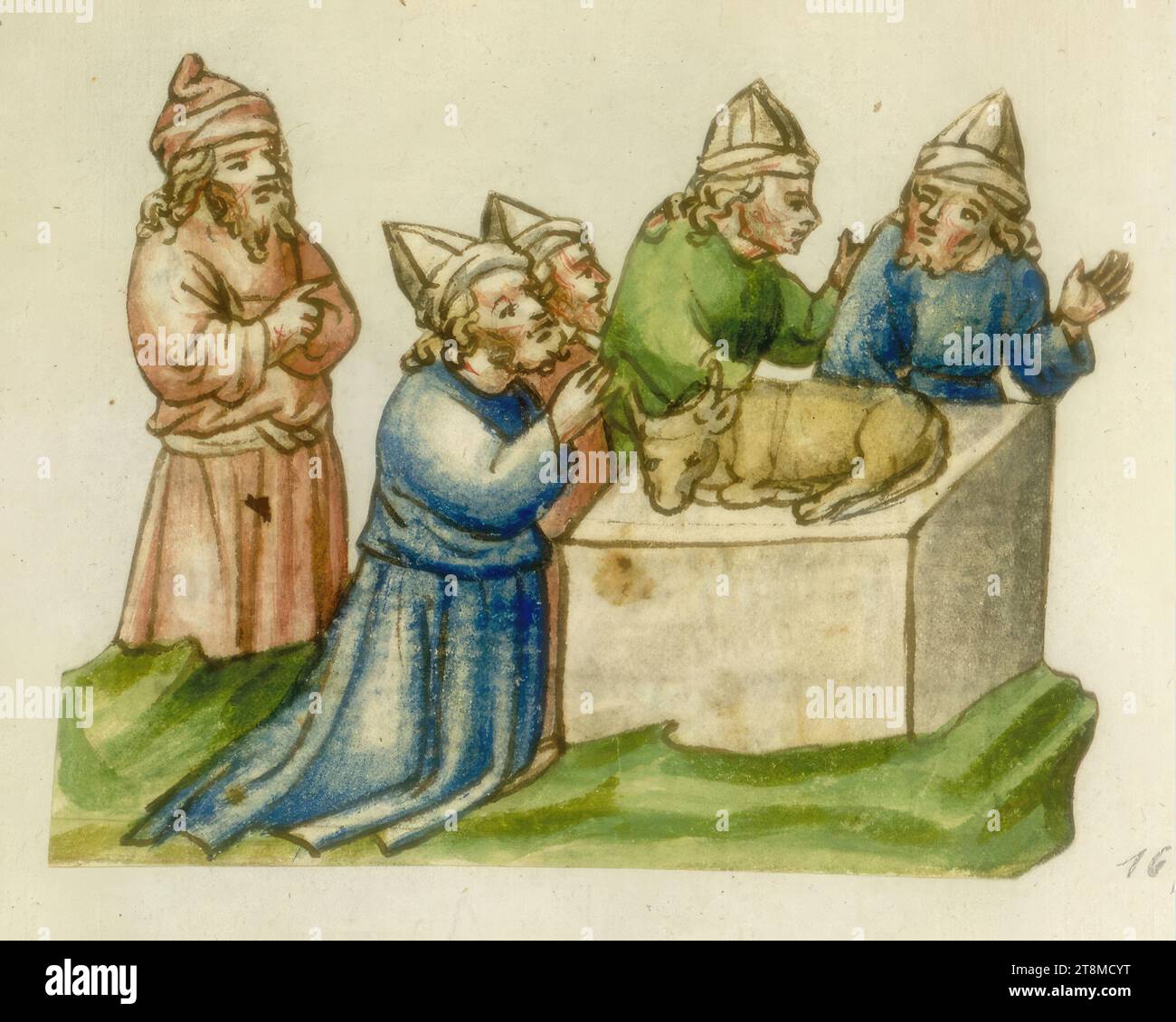 Sacrificing a Calf, History Bible, Anonymous, 1420-1430, Drawing ...