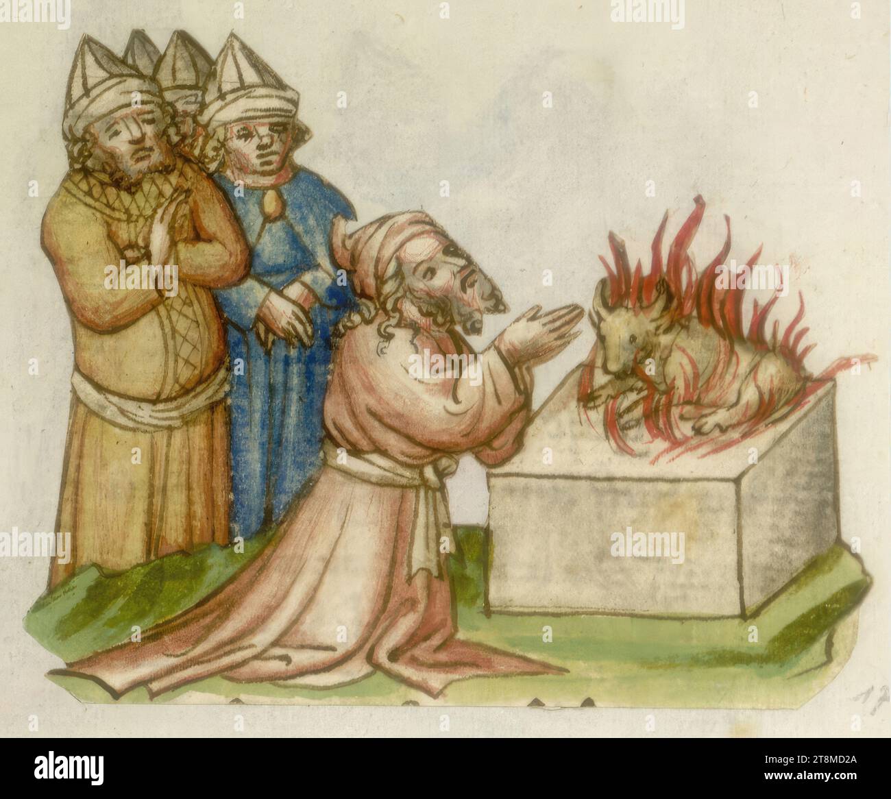 The Sacrifice of a Calf, History Bible, Anonymous, 1420-1430, Drawing ...