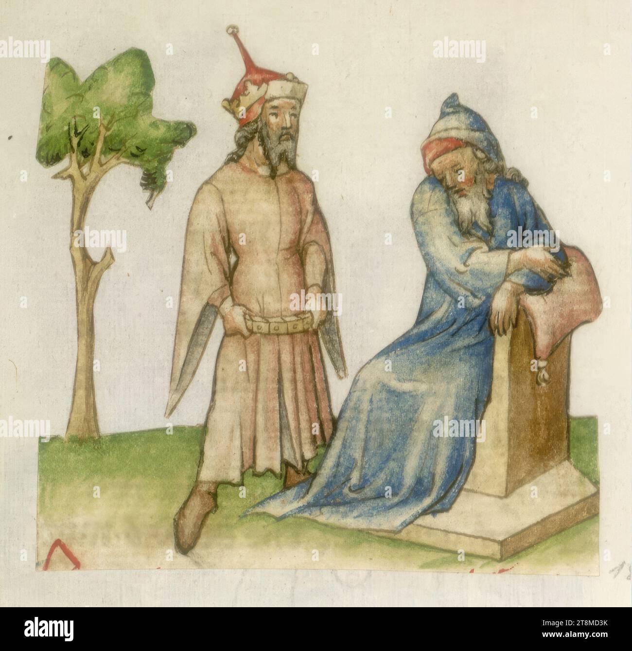 Two Priests, History Bible, Anonymous, 1420-1430, Drawing, Colored pen ...