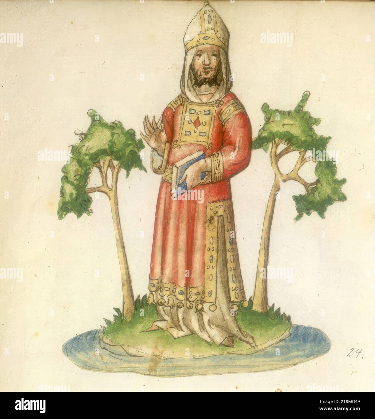 Aaron, History Bible, Anonymous, 1420-1430, Drawing, Colored pen and ...