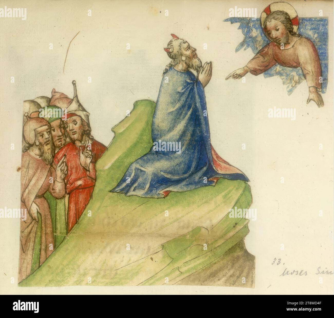 Moses on Sinai, History Bible, Anonymous, 1420-1430, Drawing, Colored ...