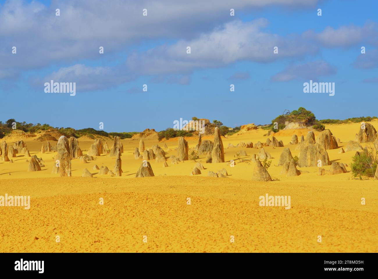 The Pinnacles Desert is known for its massive limestone pillars that ...