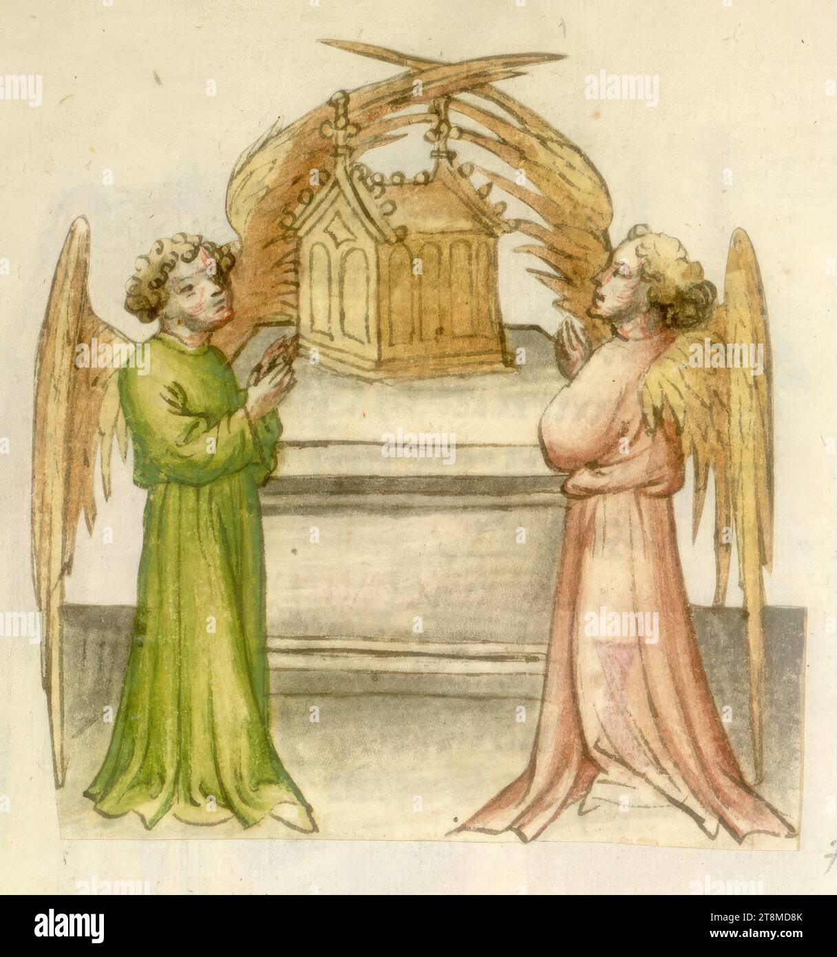 Two Angels, History Bible, Anonymous, 1420-1430, Drawing, Colored pen ...