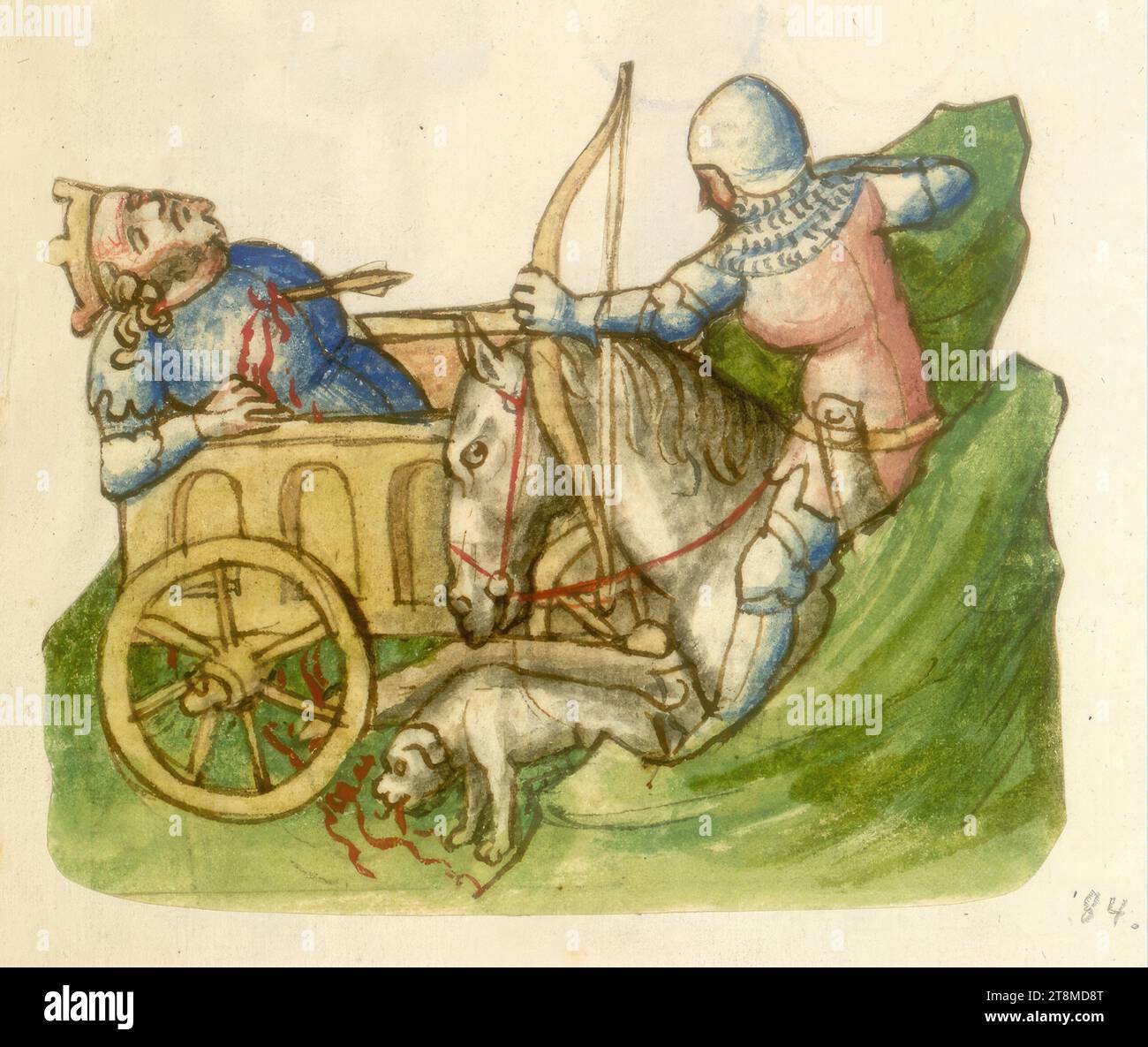 Ahab's Death, Historical Bible, Anonymous, 1420-1430, Drawing, Colored ...