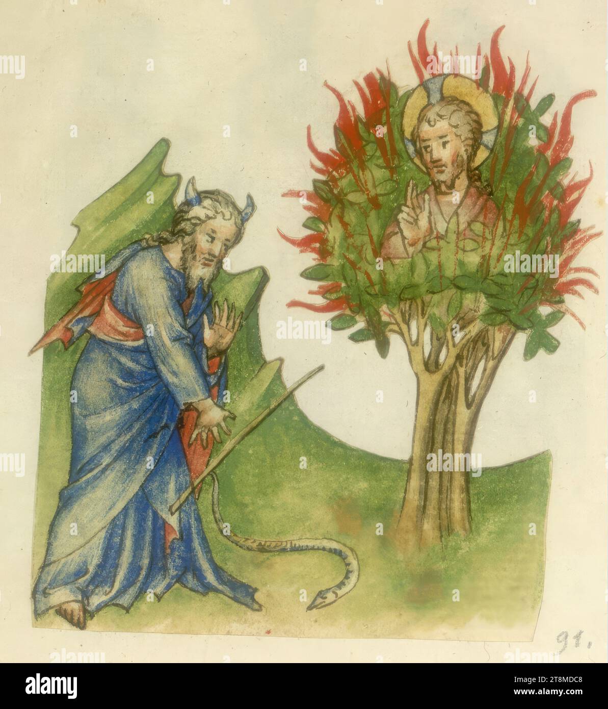 God appears to Moses in the burning bush, History Bible, anonymous ...