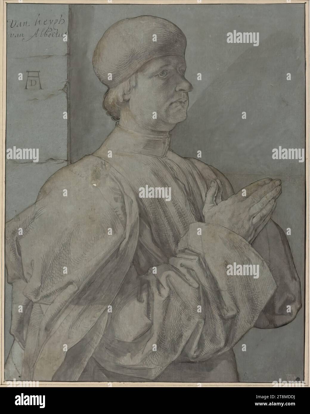 Praying donor (detail from the 'Rosary Feast'), Albrecht Dürer ...