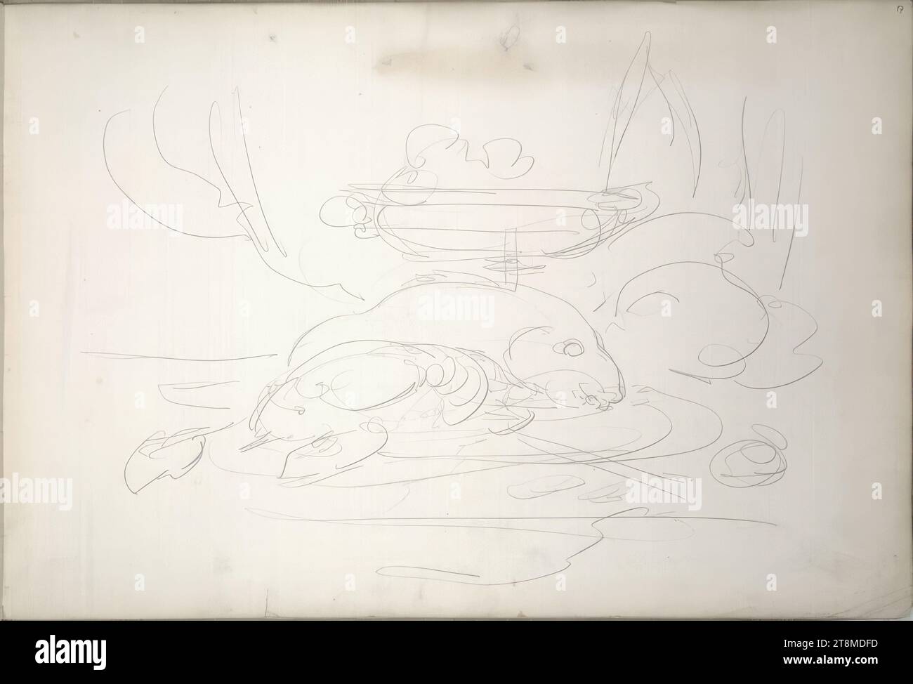 Composition sketch for Still life with lobster, Canon Hans sketchbook ...