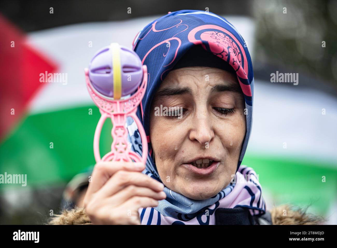 Istanbul, Turkey. 20th Nov, 2023. A woman seen crying while holding a ...