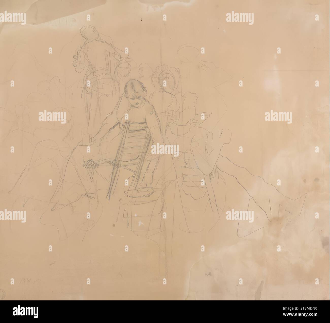Study sheet with sitting and standing girls, Cecil van Haanen (Vienna ...