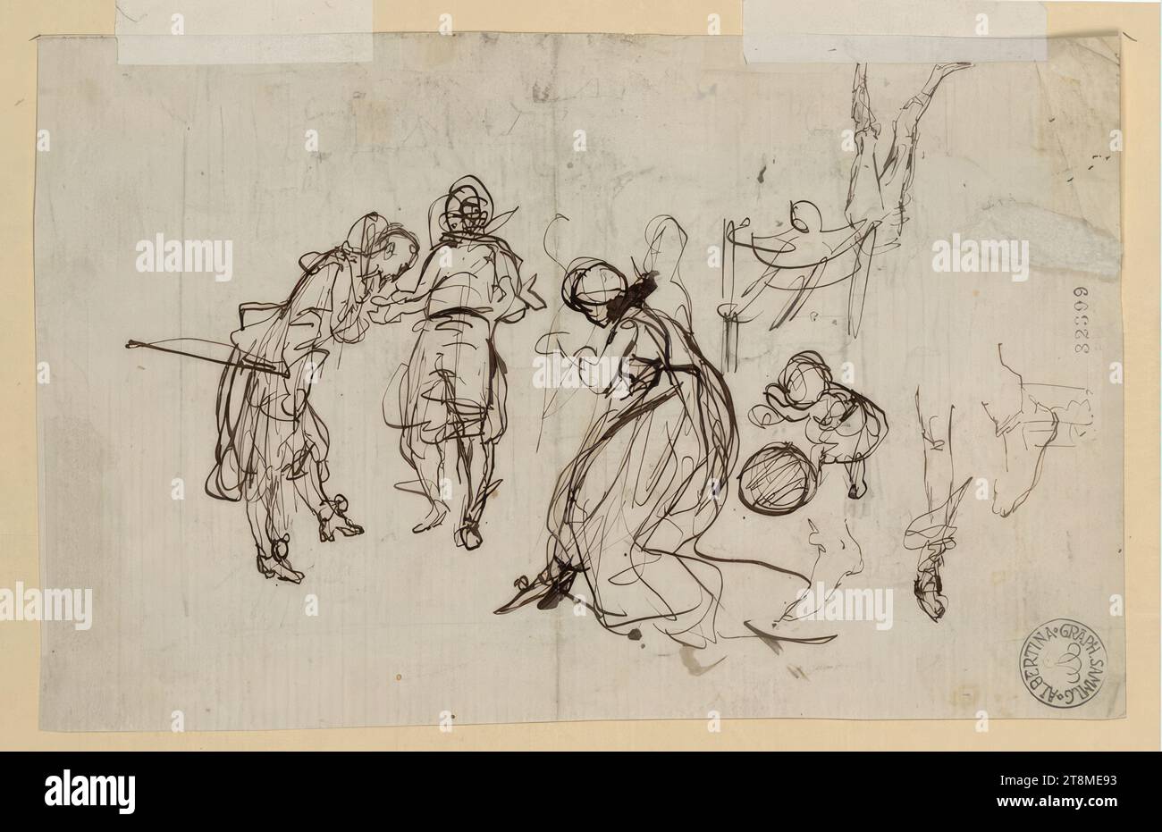 Figure studies, Cecil van Haanen (Vienna 1844 - 1914 Vienna), drawing ...