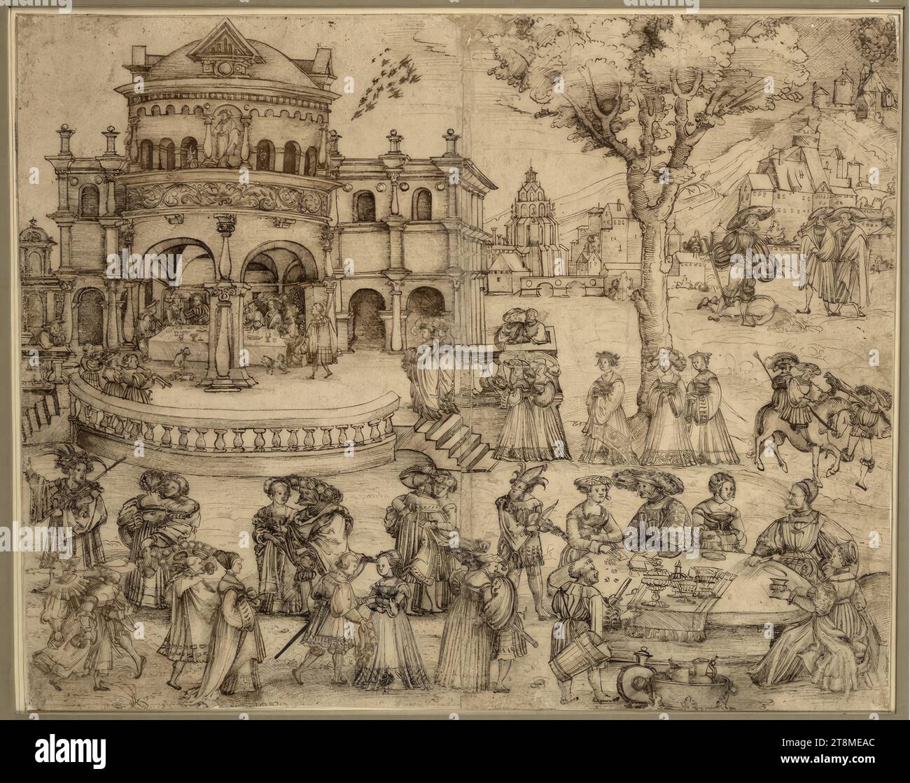 Feast of Herodias, anonymous, drawing, black pen, dark gray and brown ...