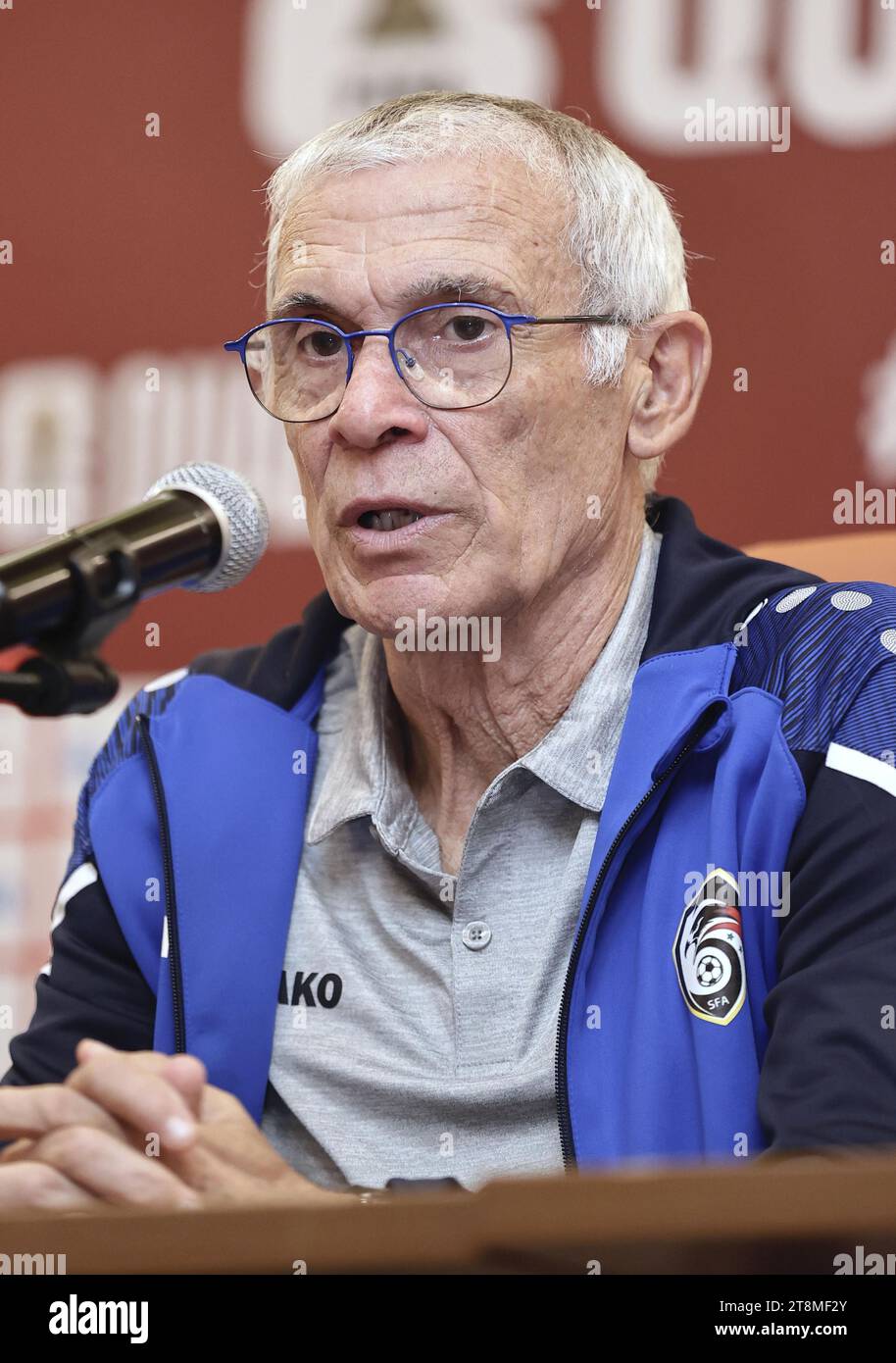 Syria head coach Hector Cuper attends a press conference in Jeddah ...