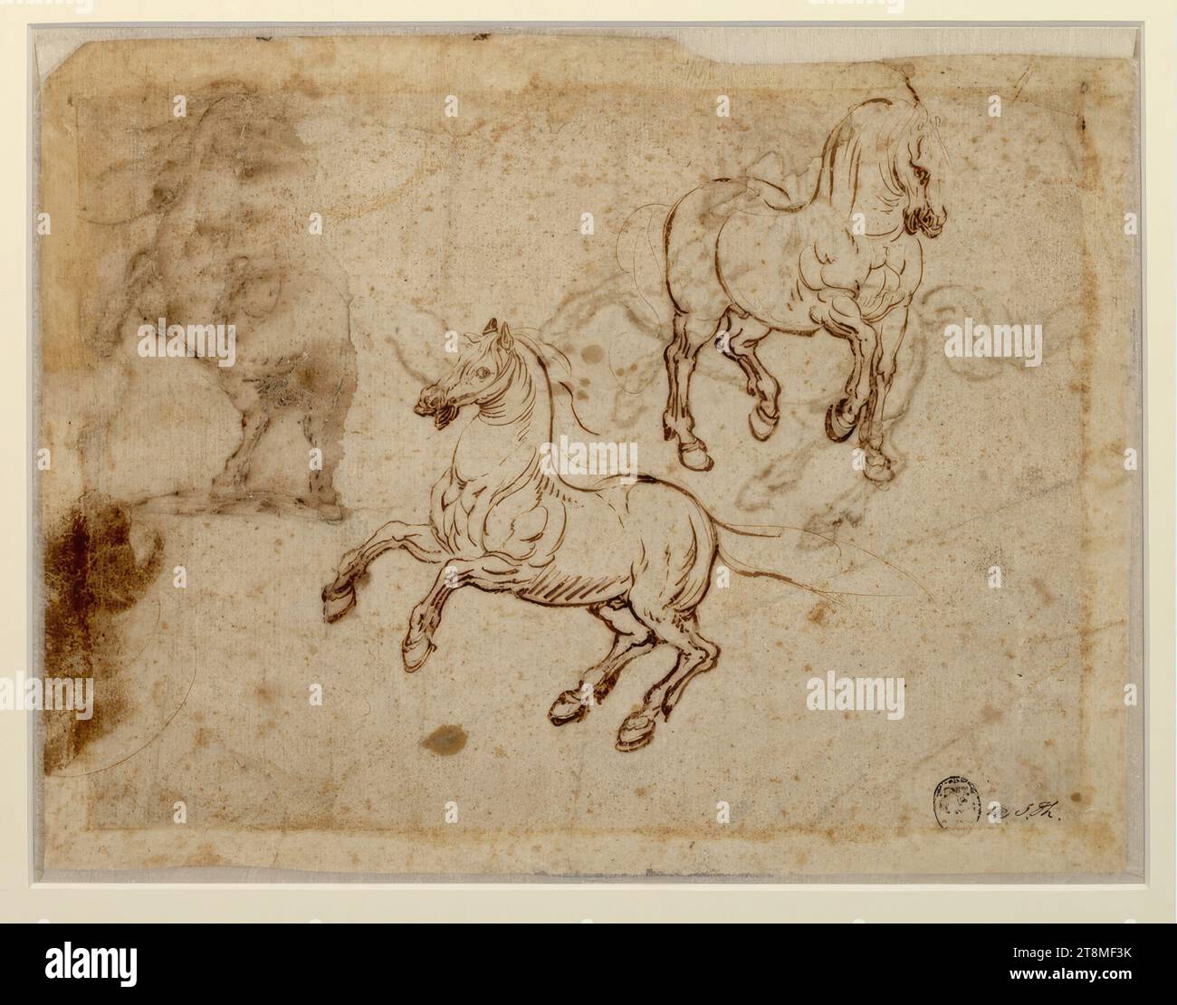 A rearing horse with a striding horse above it, Jacques Callot (Nancy ...