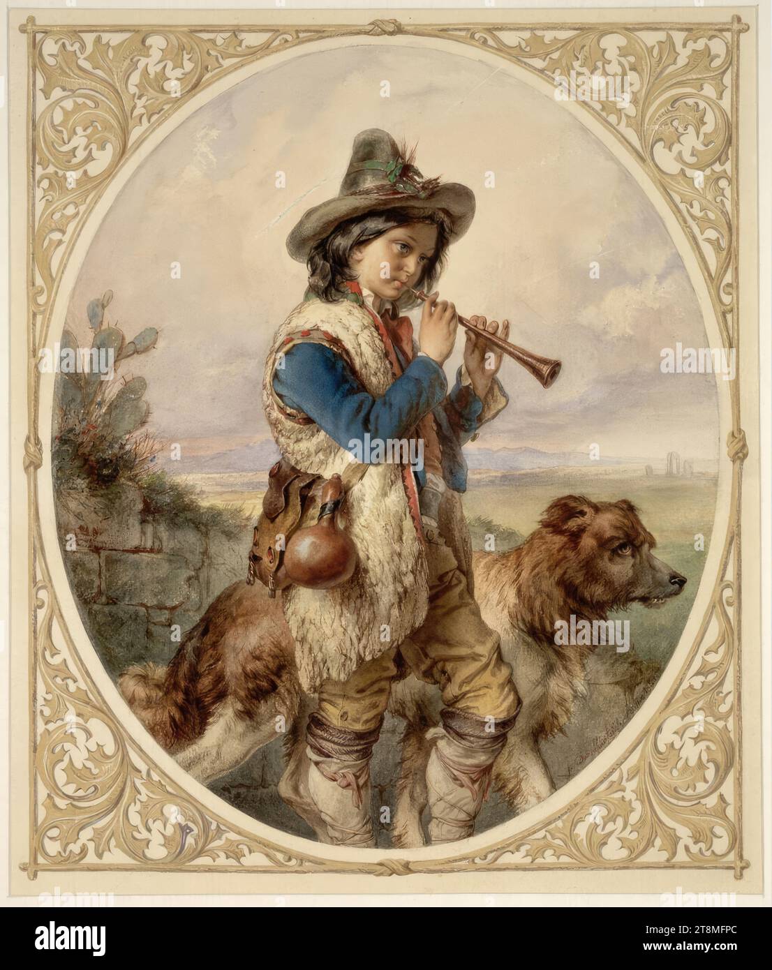 Shepherd boy playing the flute from the Roman Campagna, Franz Joseph ...