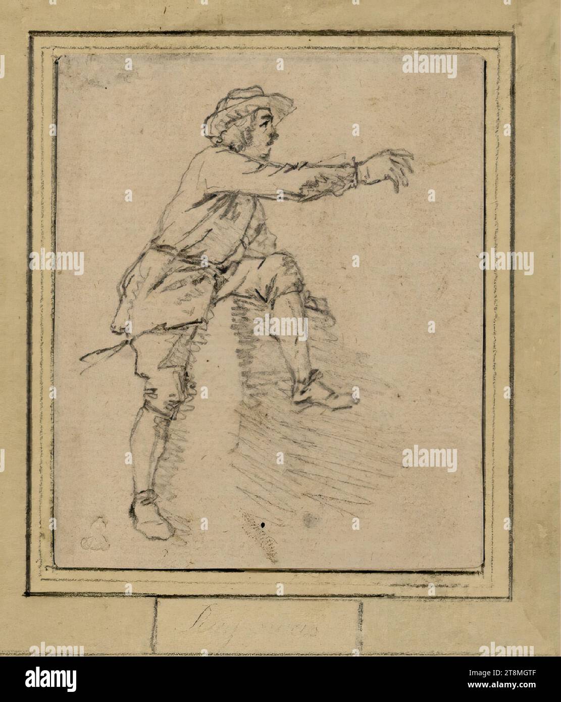 Man seated on piece of wall, acting to the right, Georg Philipp ...