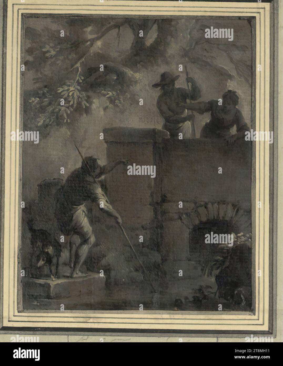Capricci : 1st title page: Peasant couple on a bridge talking to a man ...