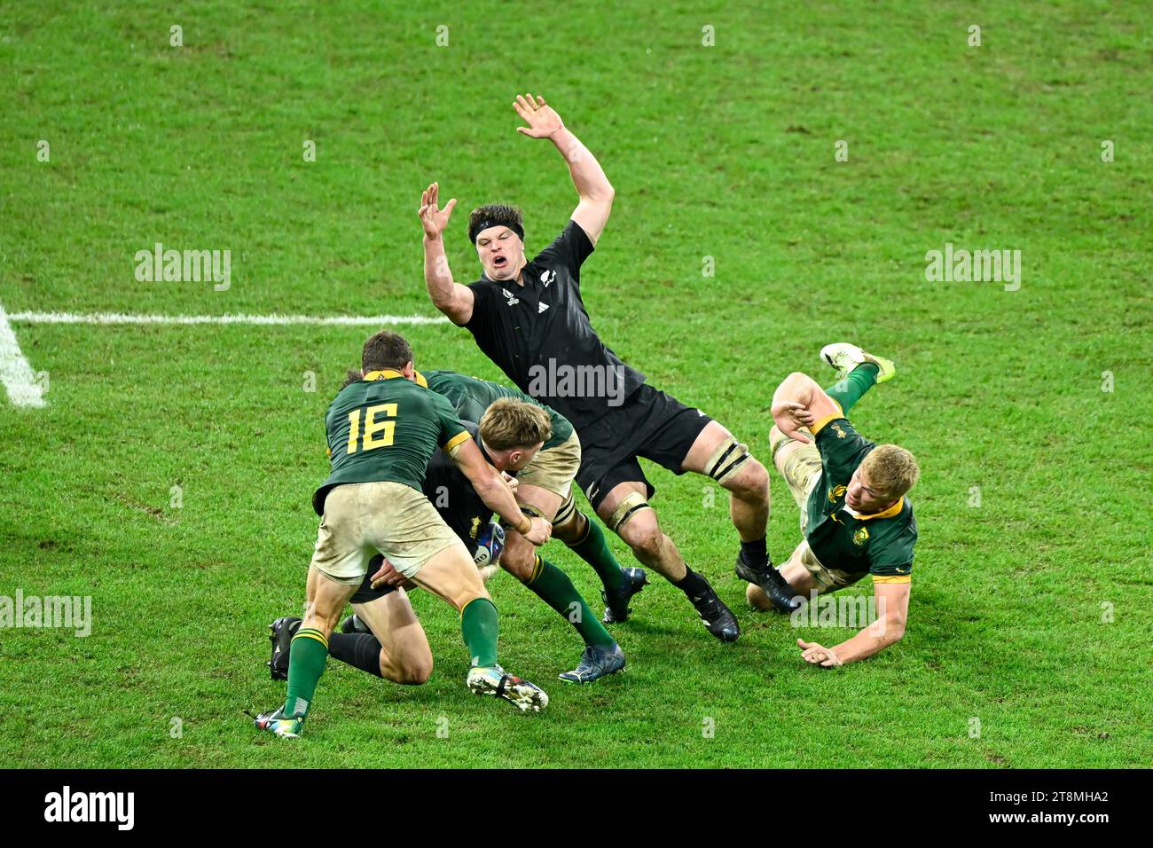 Jordie Barrett Scott Barrett and Pieter-Steph du Toit during the Rugby ...