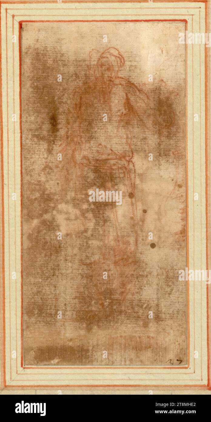 Standing male figure with a long beard in front view, Polidoro Caldara ...