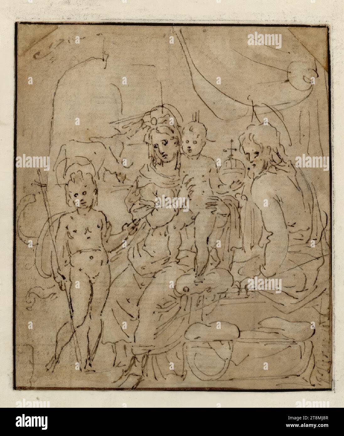 The Madonna with the child on her lap, holding the orb, surrounded by ...