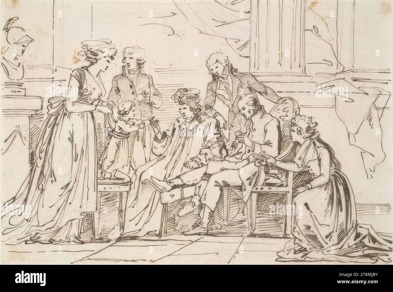 King Ferdinand and Maria Caroline of Naples, 1795, drawing, brown ink ...